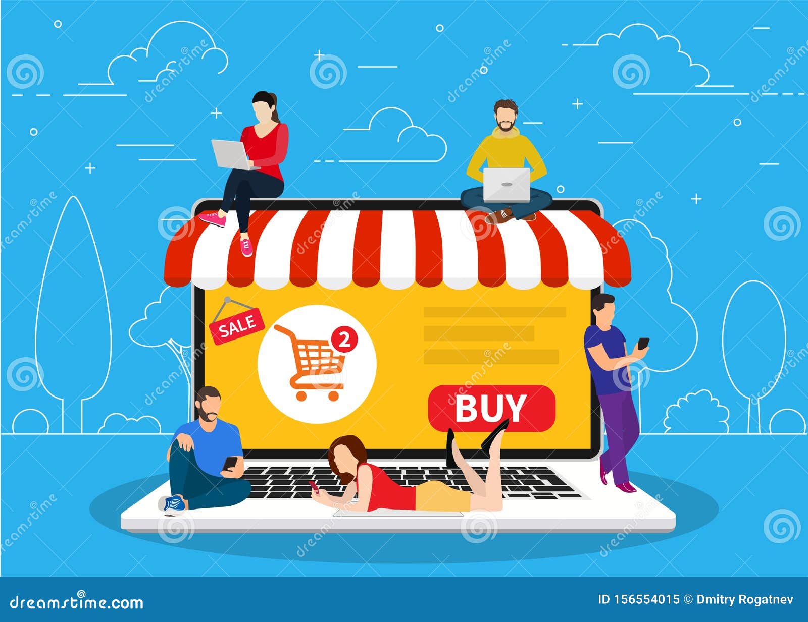 E-commerce cart concept stock vector. Illustration of isolated - 156554015