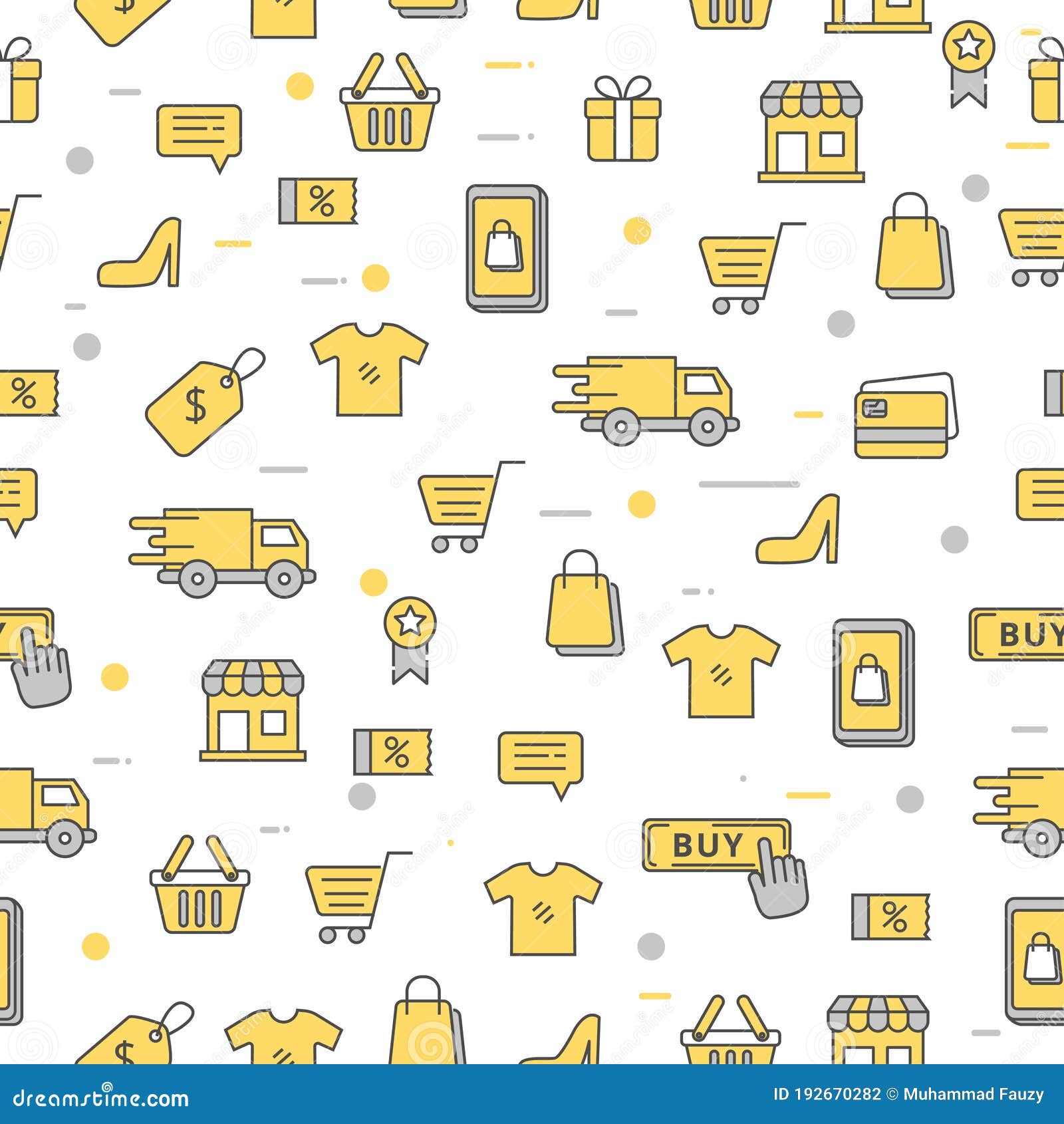 E-commerce Colorful Doodle Seamless Pattern Stock Vector - Illustration ...