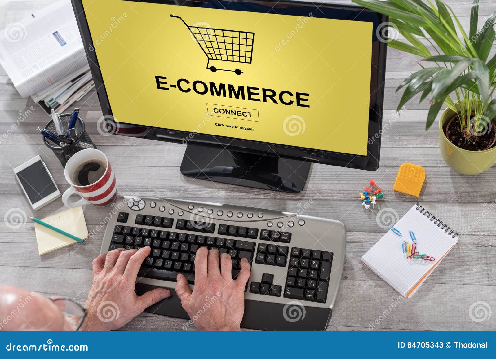 E-commerce Concept on a Computer Stock Image - Image of hand, shop ...