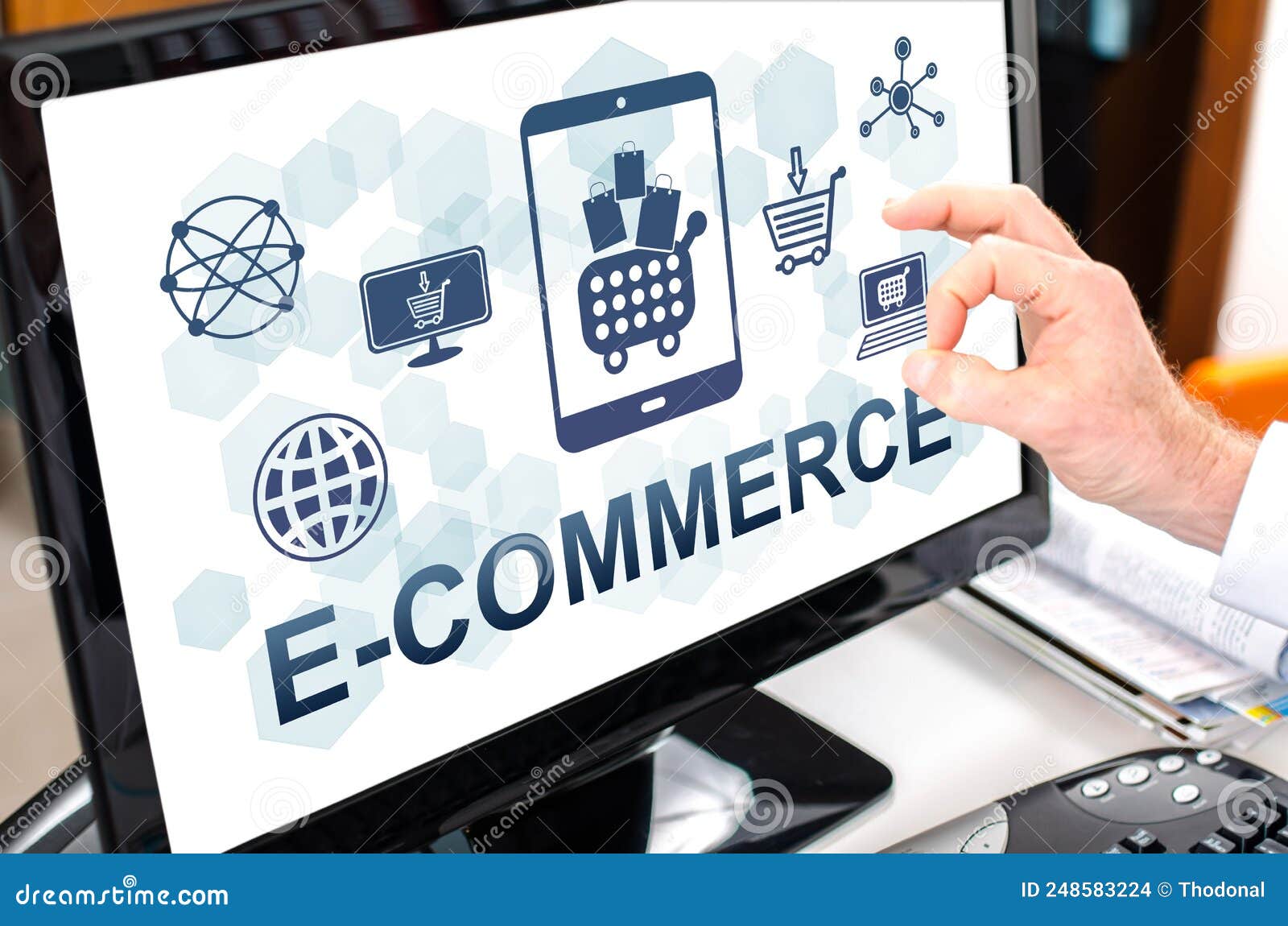 E-commerce Concept on a Computer Monitor Stock Photo - Image of ...
