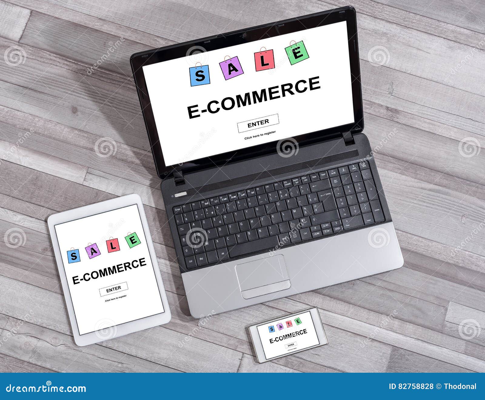 E-commerce Concept on Different Devices Stock Photo - Image of sale ...