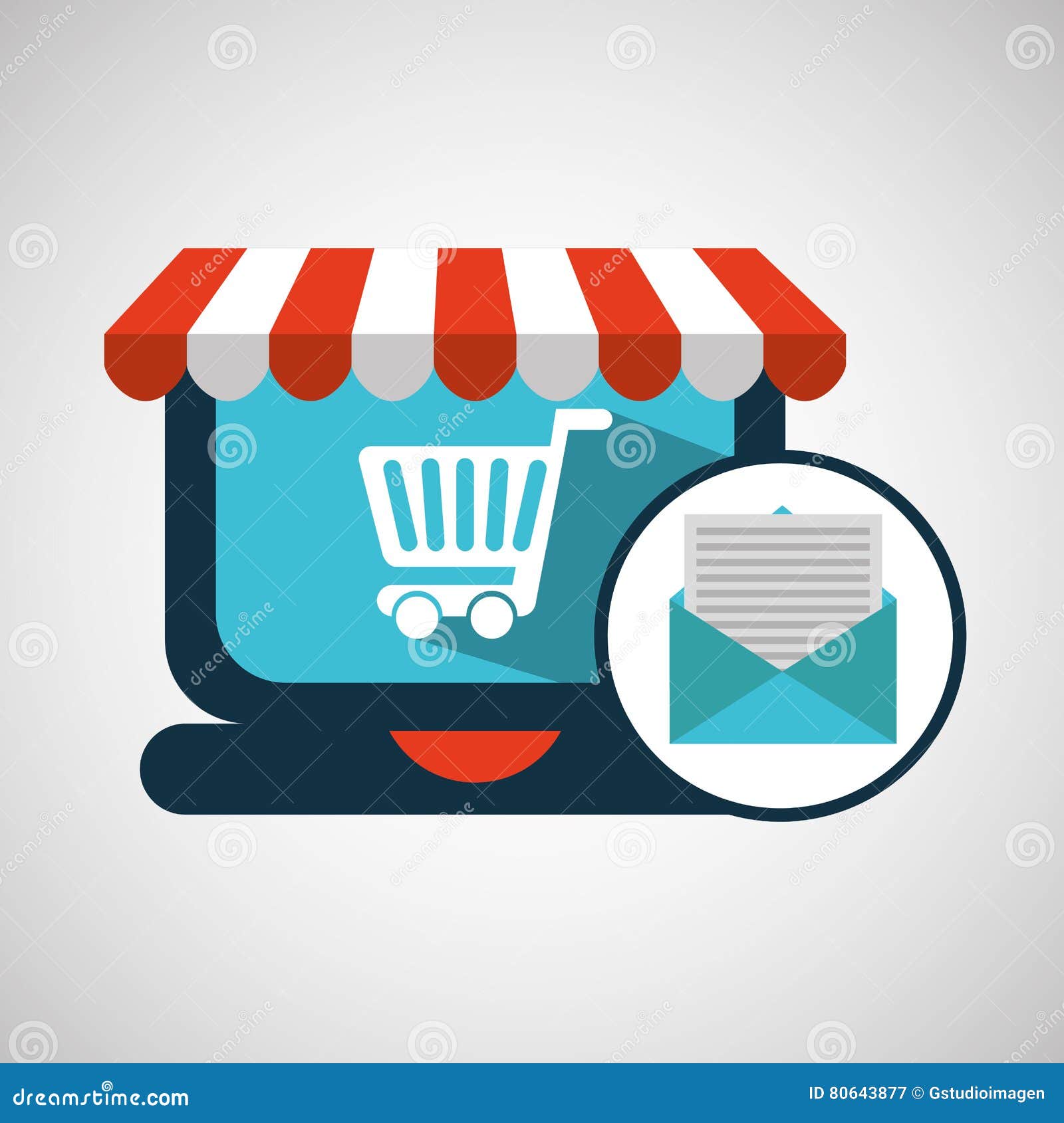 E-commerce Concept Email Cart Icon Stock Vector - Illustration of email ...