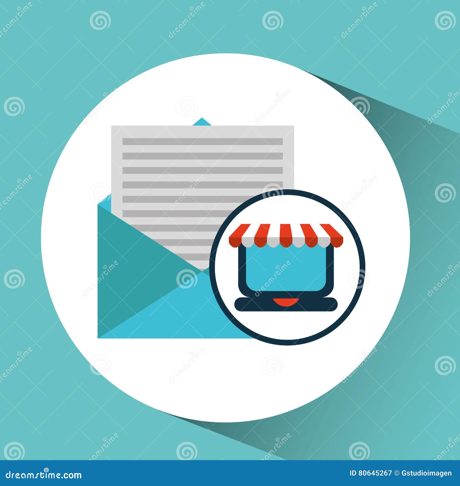 E-commerce Concept Email Cart Icon Stock Vector - Illustration of email ...