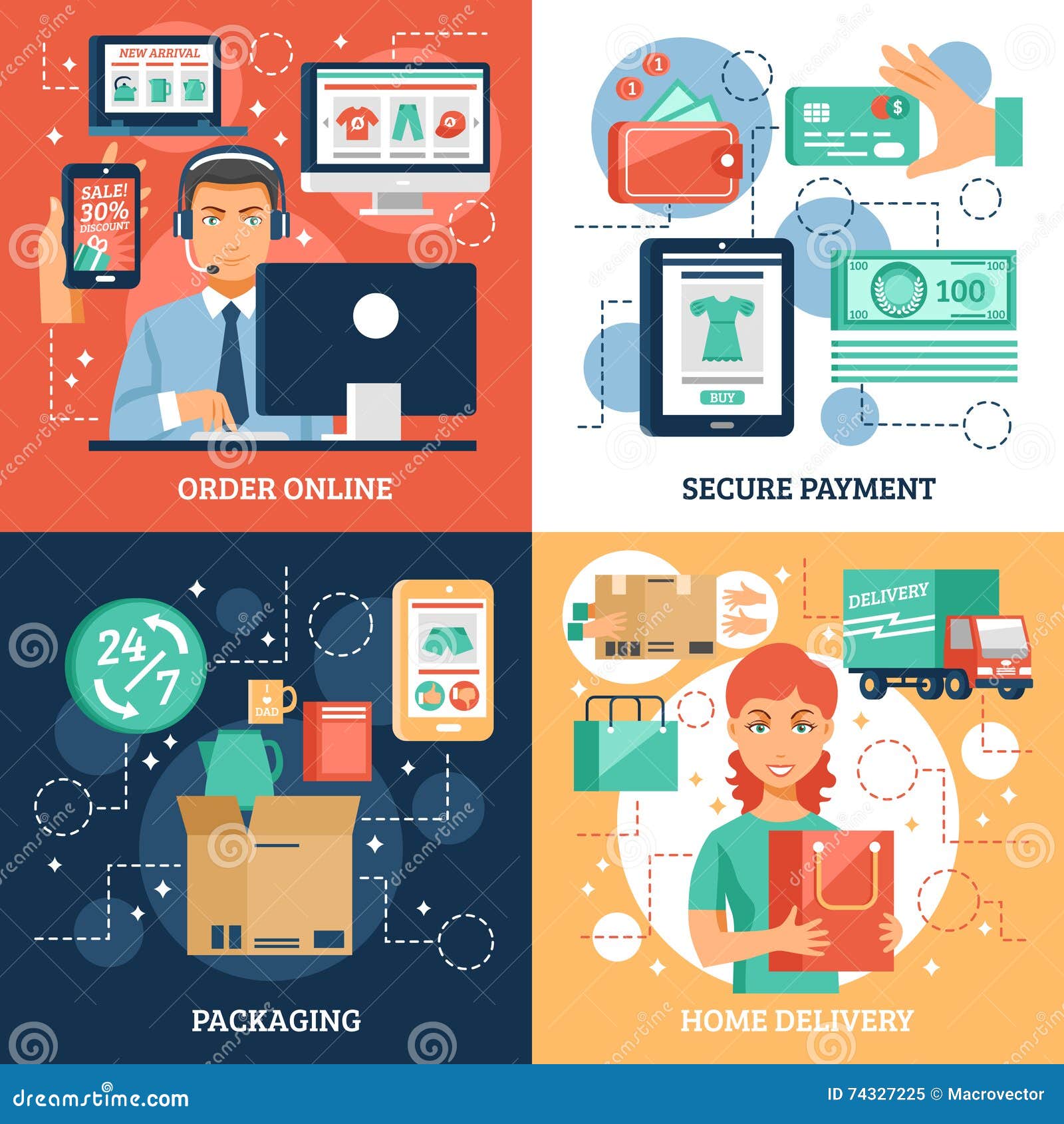 E-commerce Concept Icons Set Stock Vector - Illustration of online ...