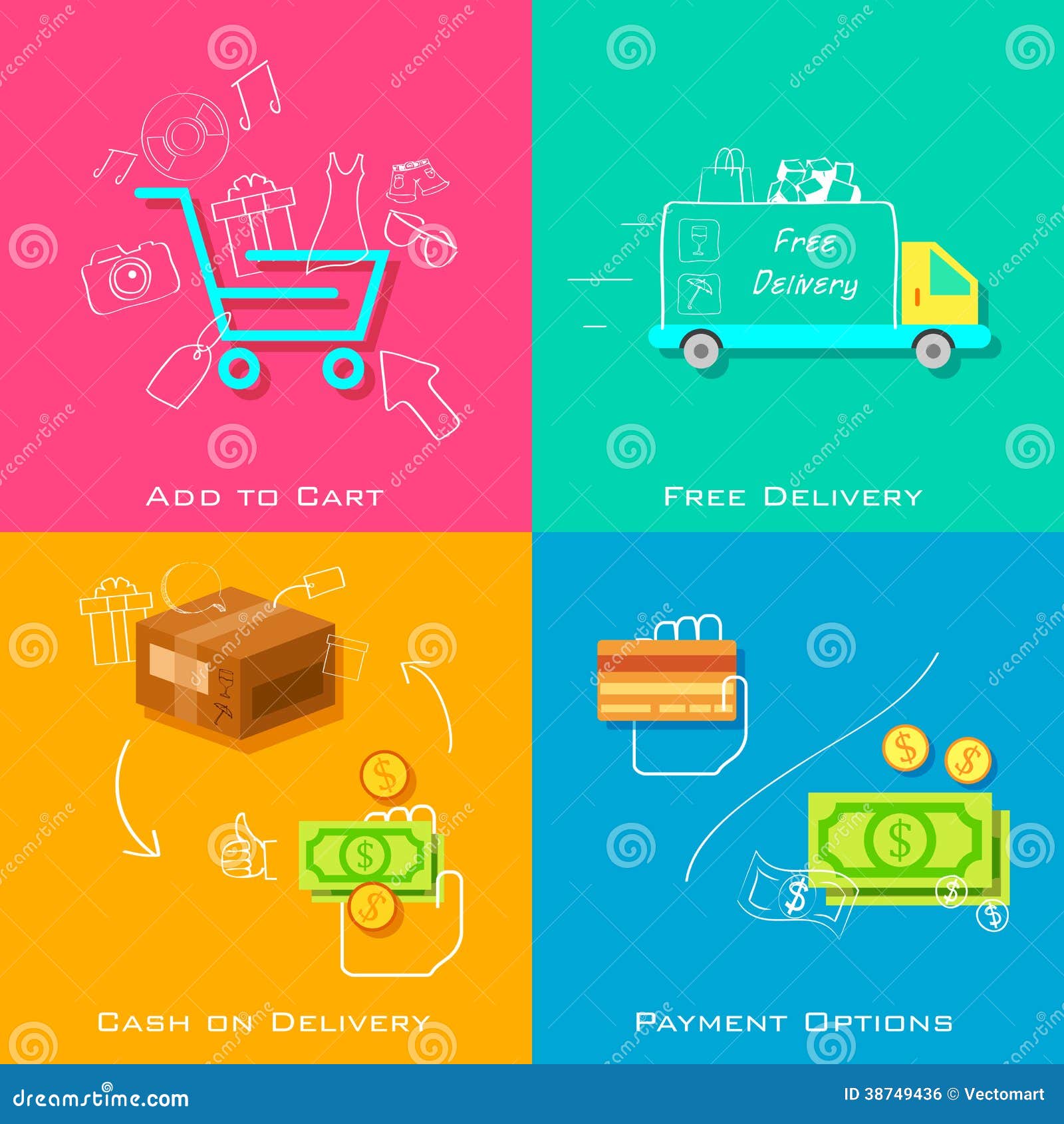 E commerce concept stock vector. Illustration of gift - 38749436
