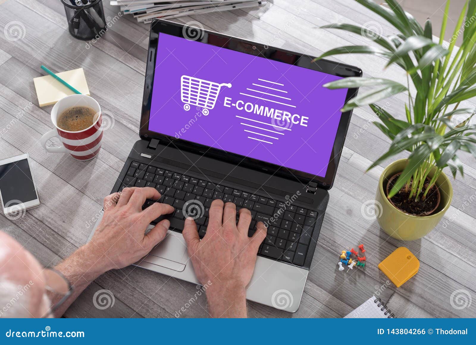 E-commerce Concept on a Laptop Stock Photo - Image of website ...