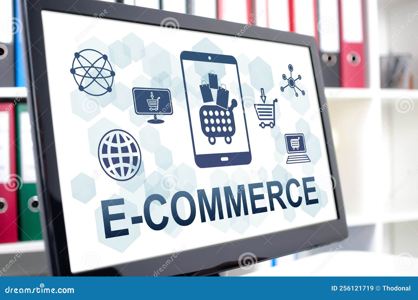 E-commerce Concept on a Computer Screen Stock Image - Image of cart ...