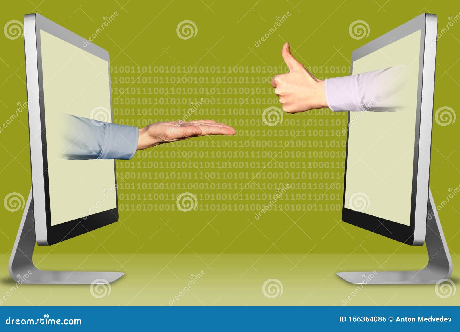 E-commerce Concept, Two Hands from Displays. Pleading Gesture and ...