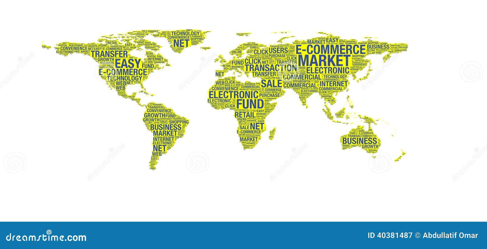 E-commerce Concept on World Map Stock Illustration - Illustration of ...