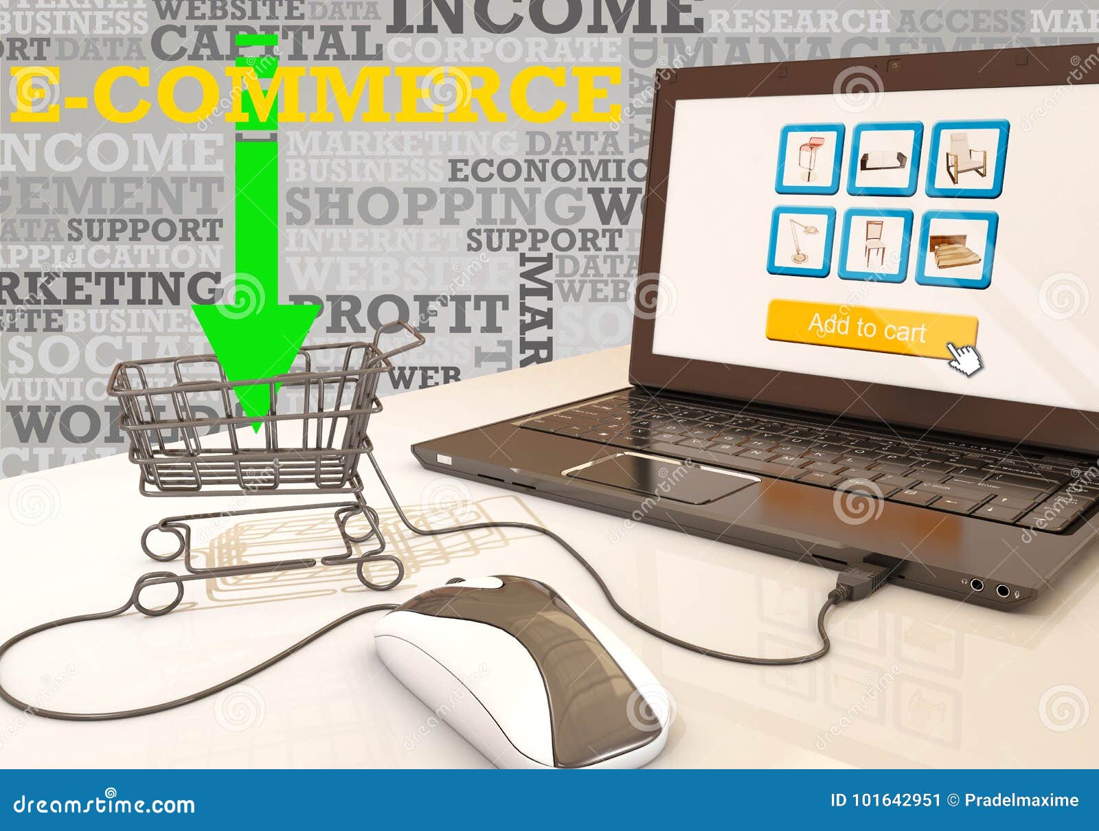 E-commerce, 3d rendering stock illustration. Illustration of customer - 101642951