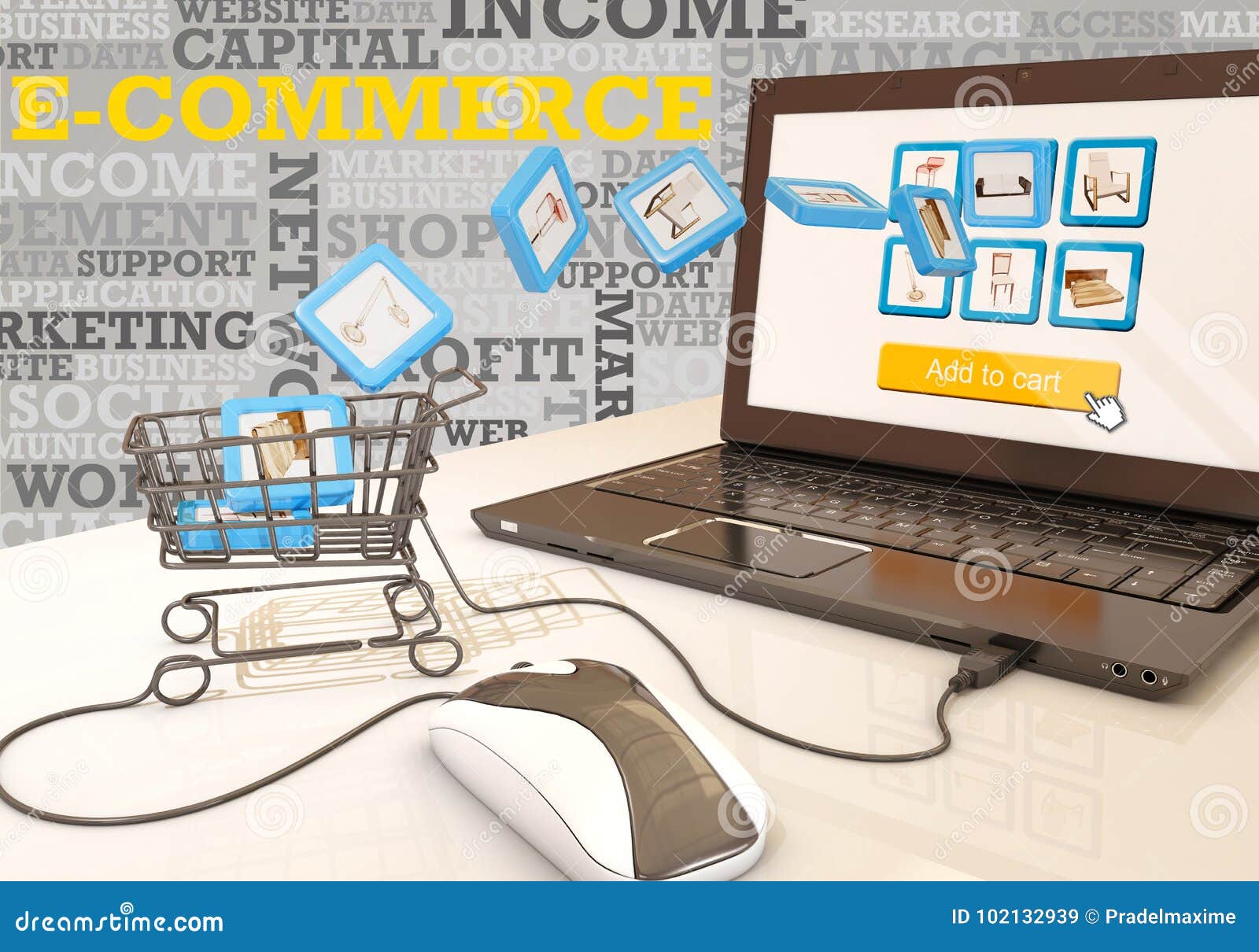 E-commerce, 3d rendering stock illustration. Illustration of modern ...