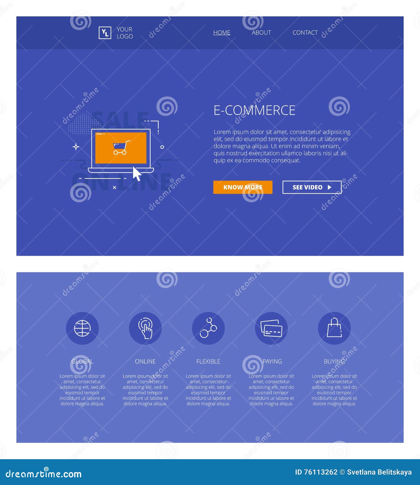 E-commerce Design Template for Websites and Apps Stock Illustration ...