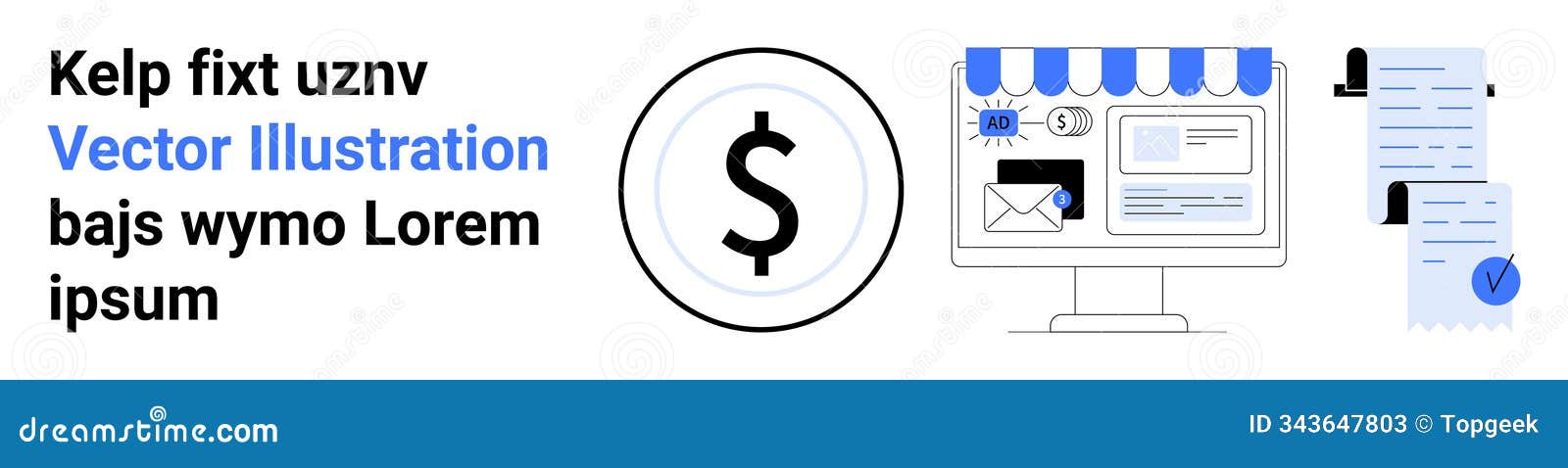 E-commerce Highlight Computer, Storefront and Payment Symbol in Vector ...