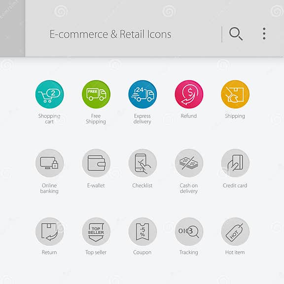E-commerce & Retail Icons Stock Vector - Illustration of insurance ...