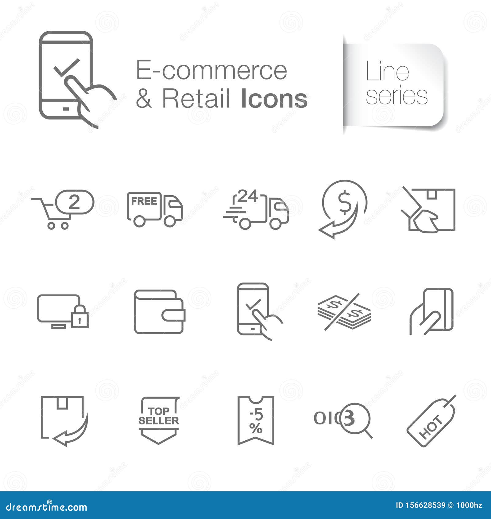 E-commerce & Retail Icons Stock Vector - Illustration of internet ...
