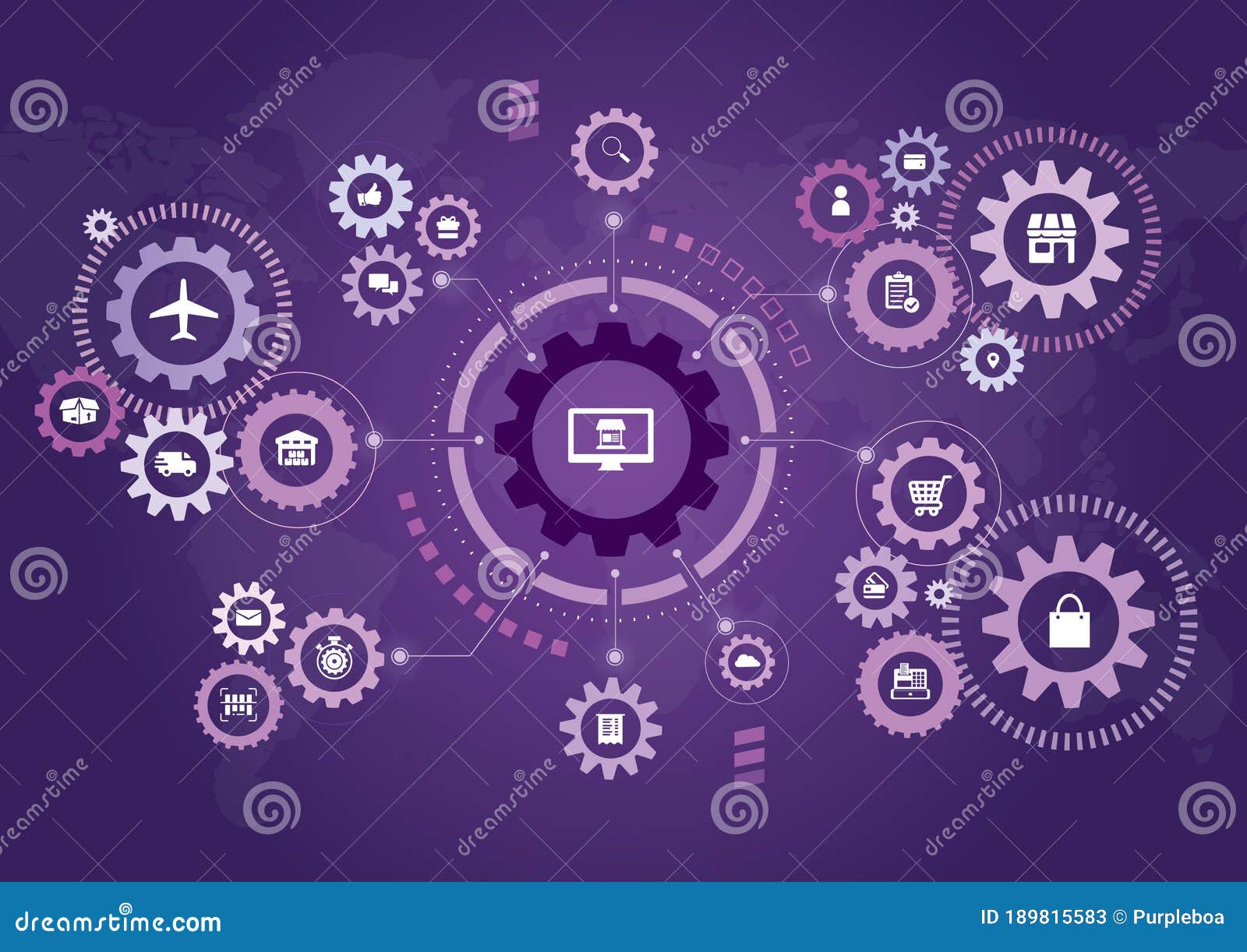 E-commerce Retail Process Flow Illustration in Purple Stock Vector ...