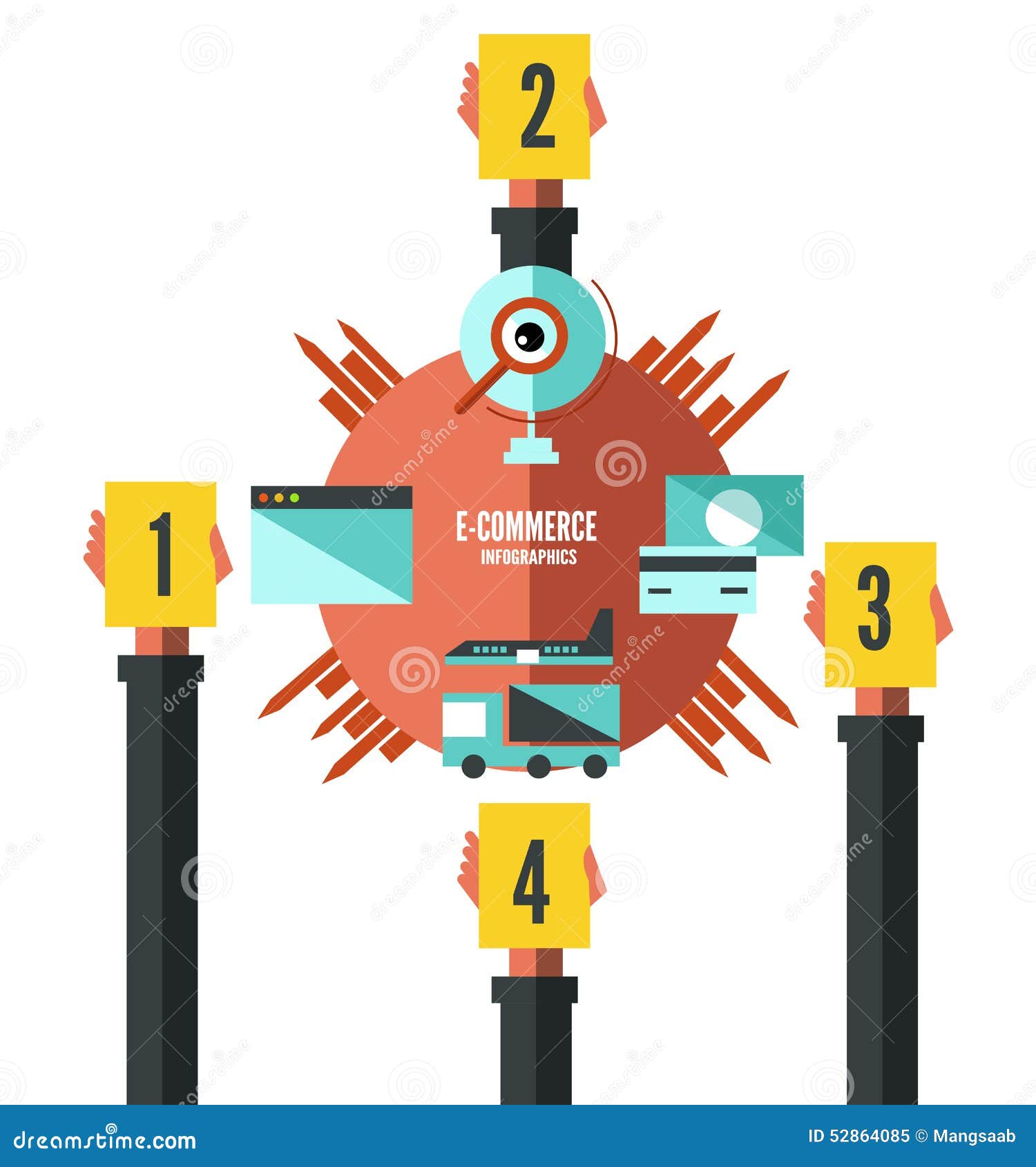 E-commerce Info Graphics and Icon Set. Stock Vector - Illustration of ...