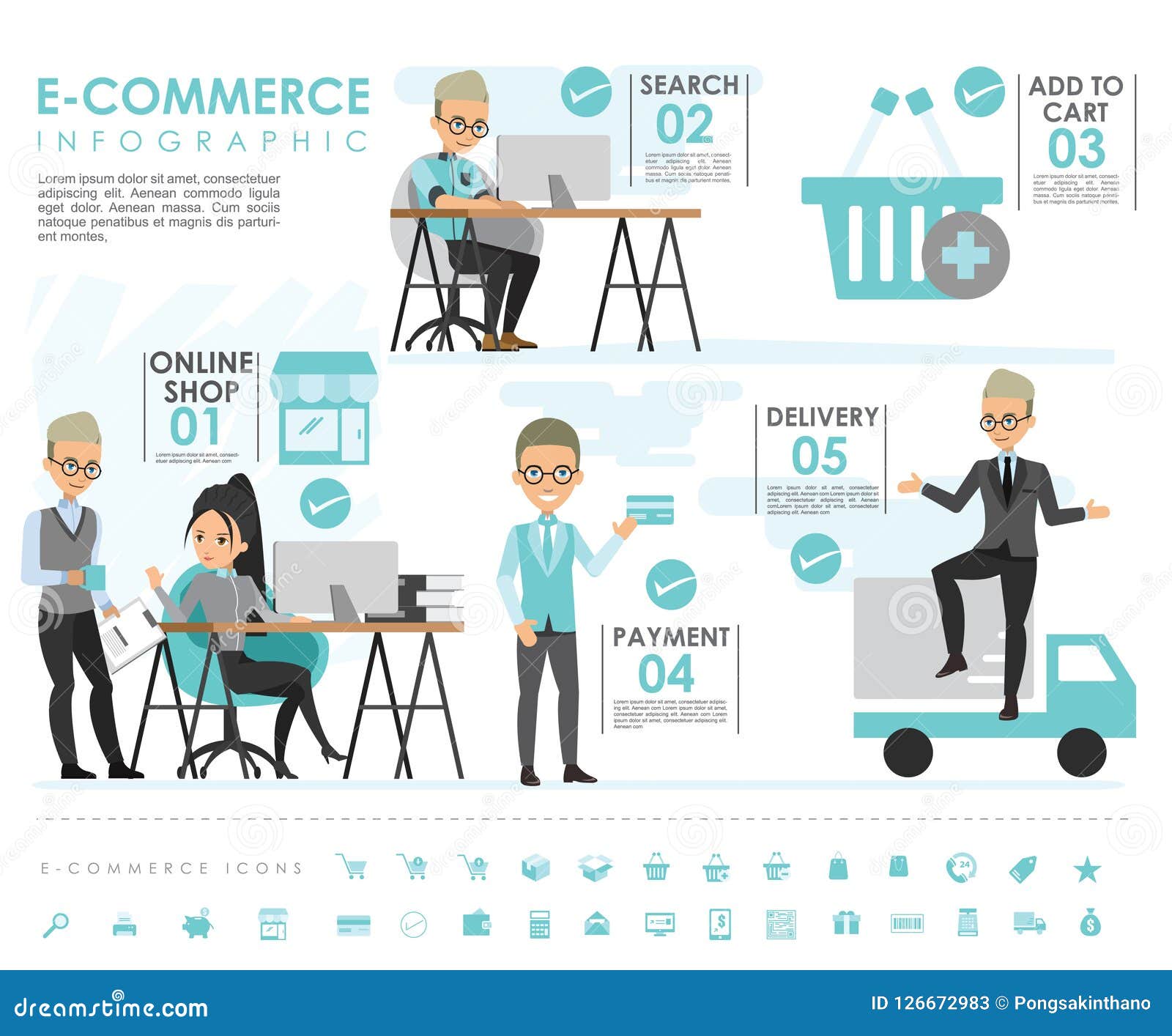 E-commerce Infographic with Icons Stock Vector - Illustration of idea ...