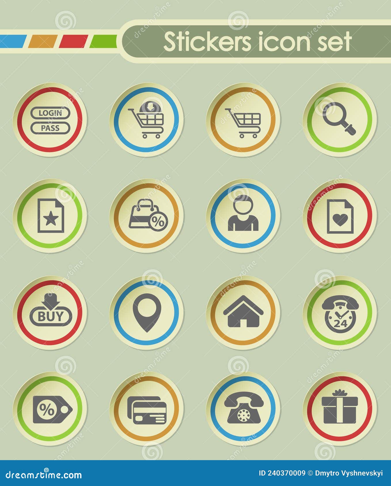 E-commerce Interface Icon Set Stock Vector - Illustration of pointer ...
