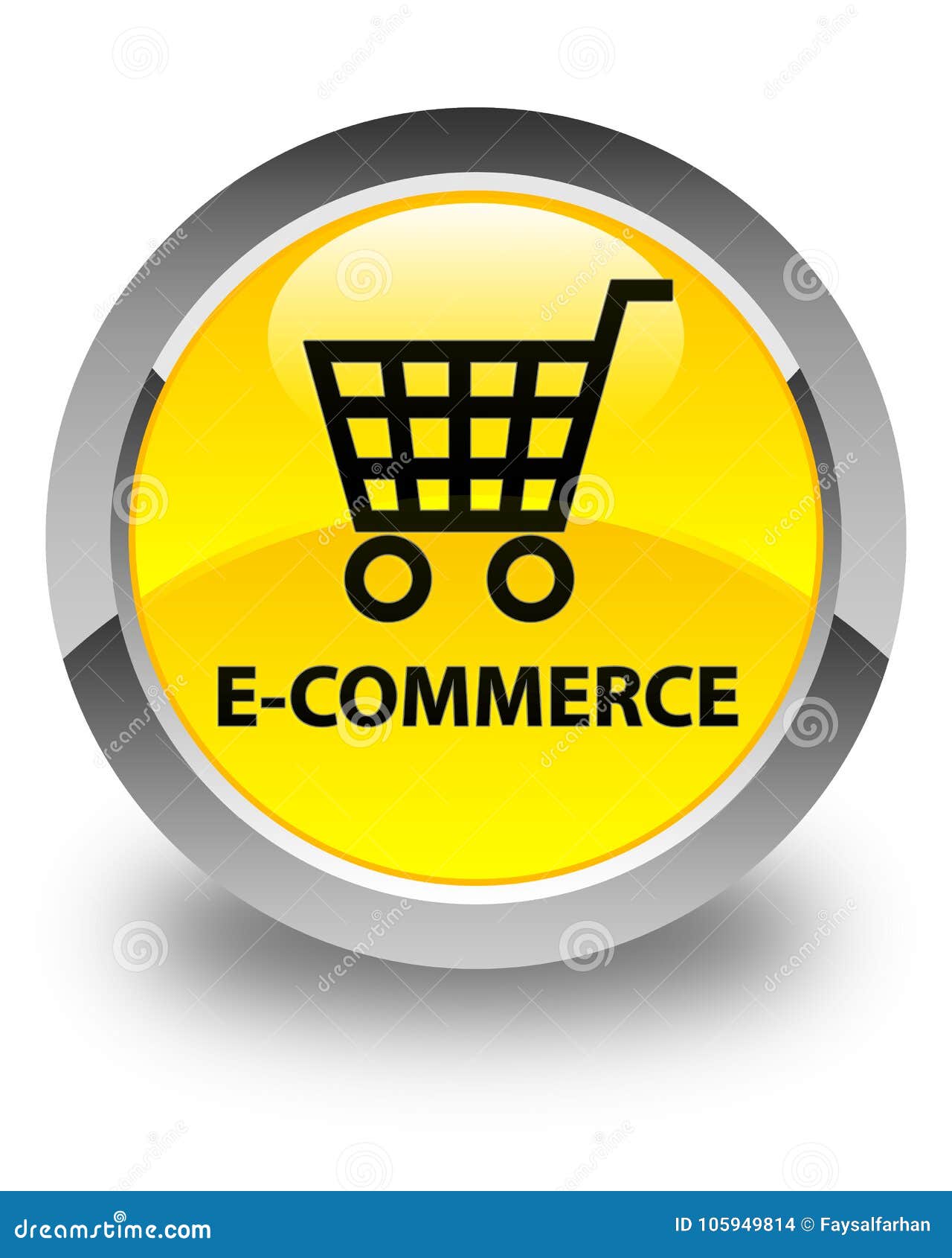 E-commerce Glossy Yellow Round Button Stock Illustration - Illustration ...