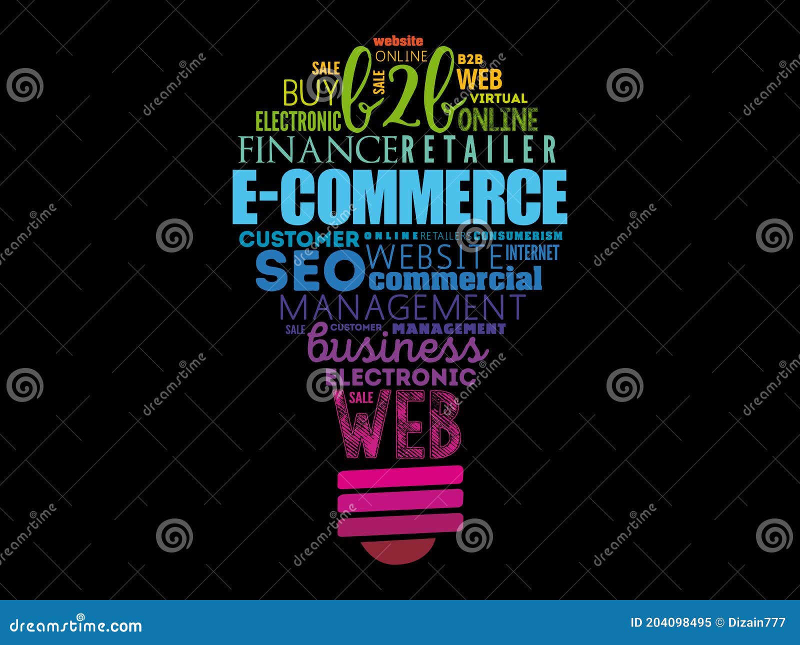 COMMERCE Bulb Word Cloud Collage Stock Image | CartoonDealer.com #205447603