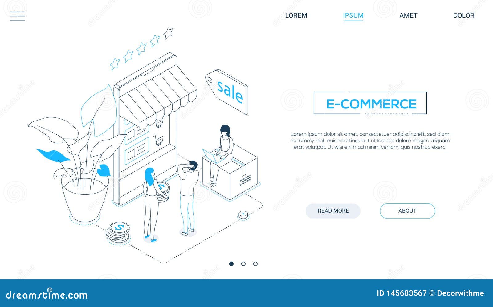 E-commerce - Line Design Style Isometric Web Banner Stock Vector ...