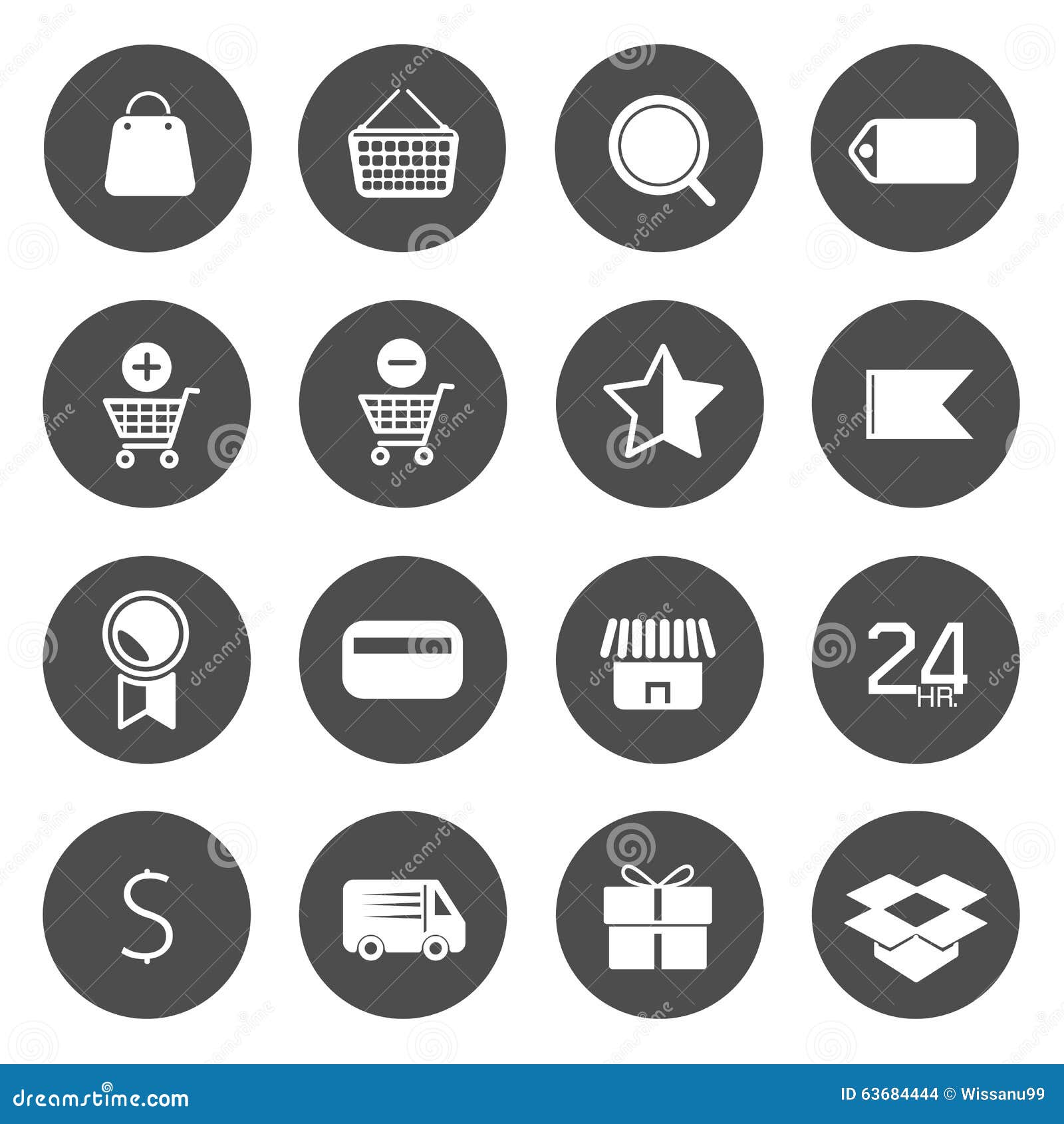 E-commerce and Online Shopping Circle Icons Stock Vector - Illustration ...