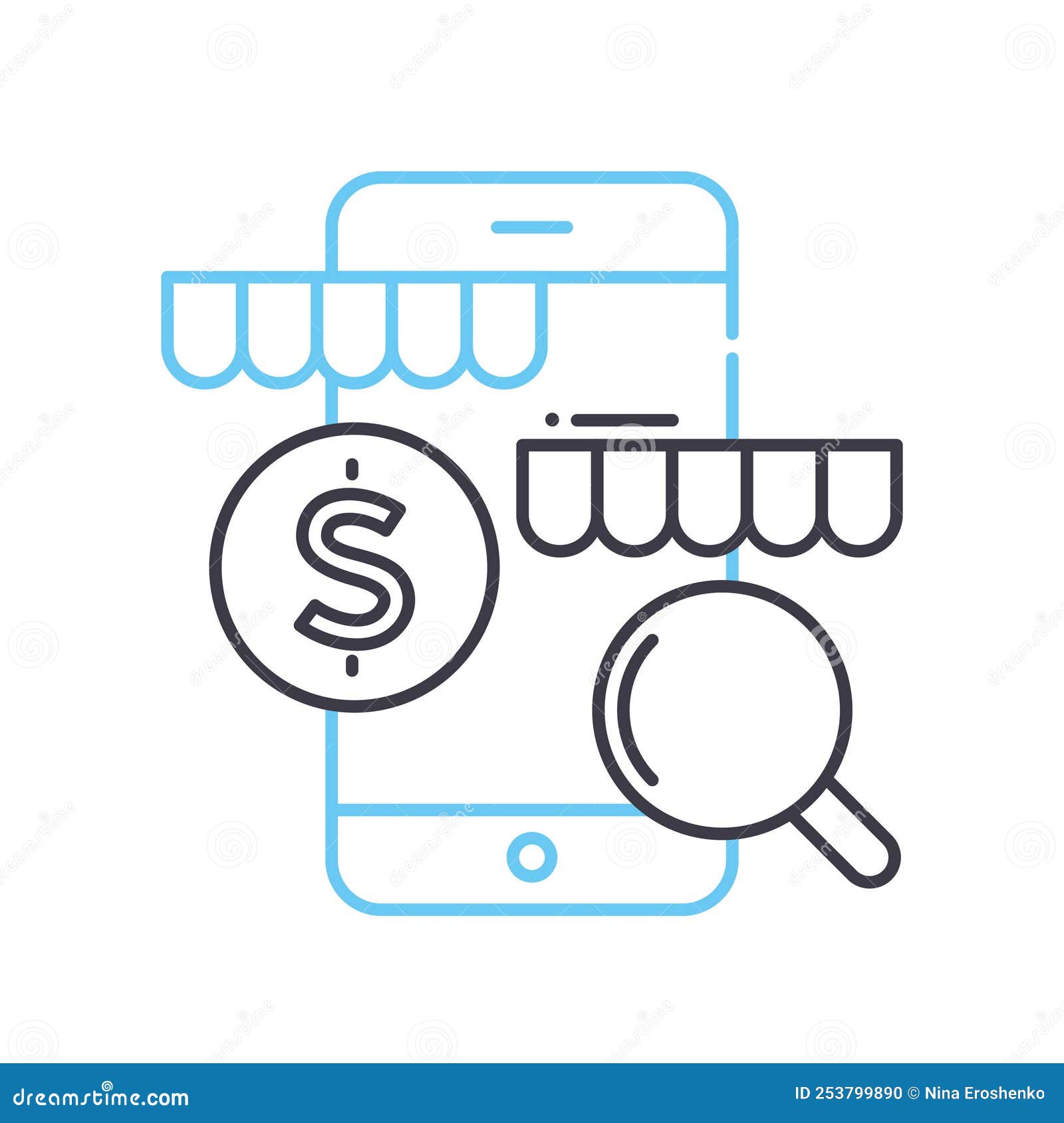 E-commerce Optimization Line Icon, Outline Symbol, Vector Illustration, Concept Sign Stock ...