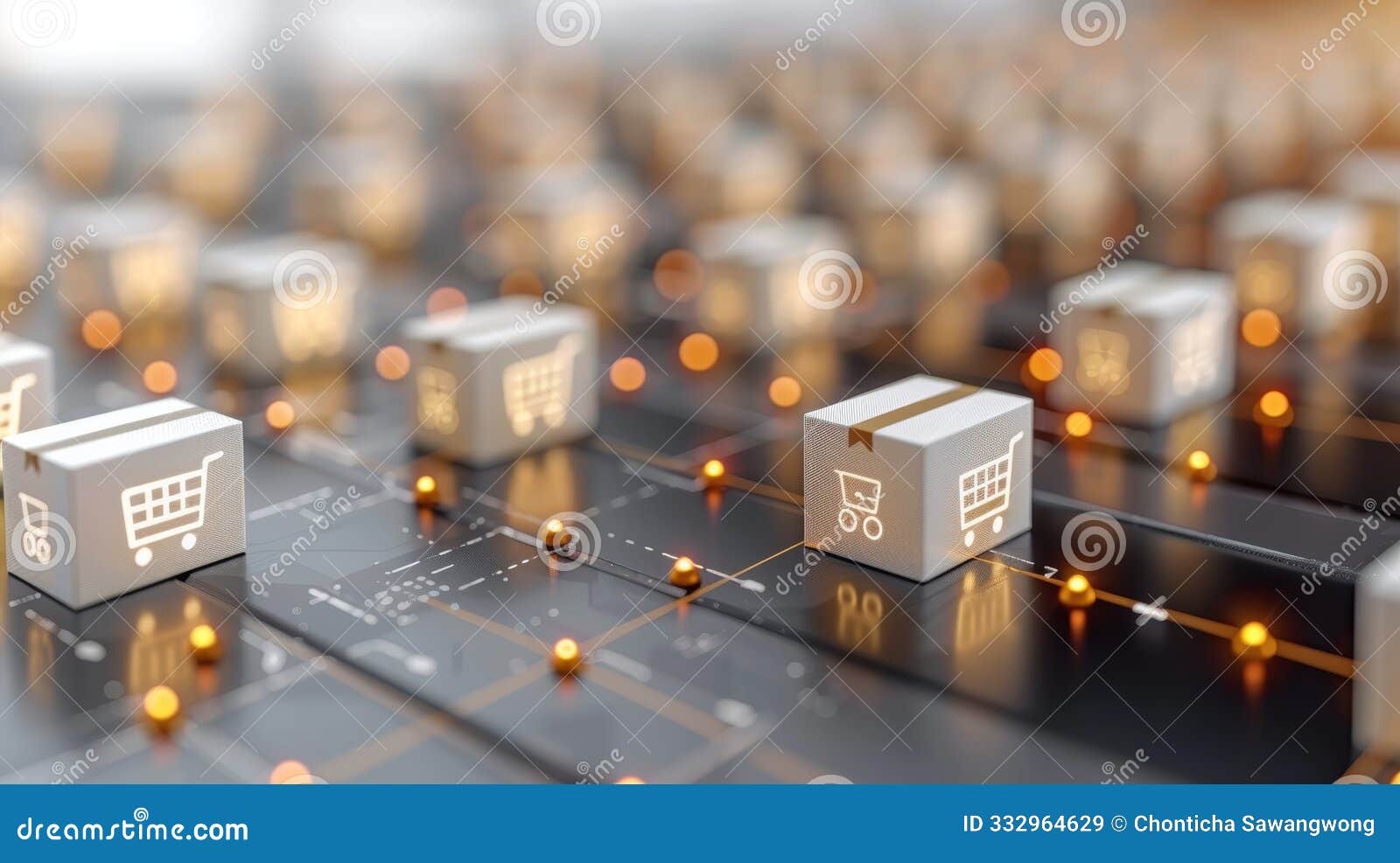 E-commerce Packages on a Digital Circuit Board, Representing Online ...