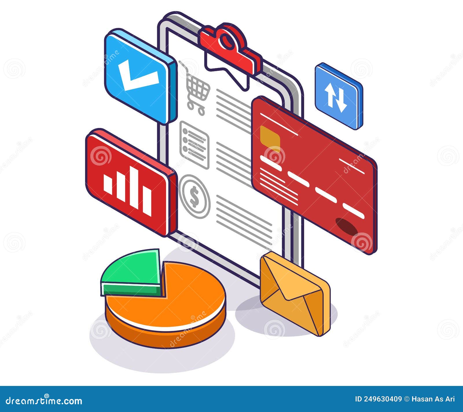E-commerce Payment Transaction Analysis in Flat Isometric Art ...