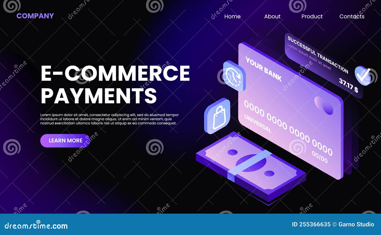 E-Commerce Payments. Gradient Landing WebPage Template Stock Vector ...
