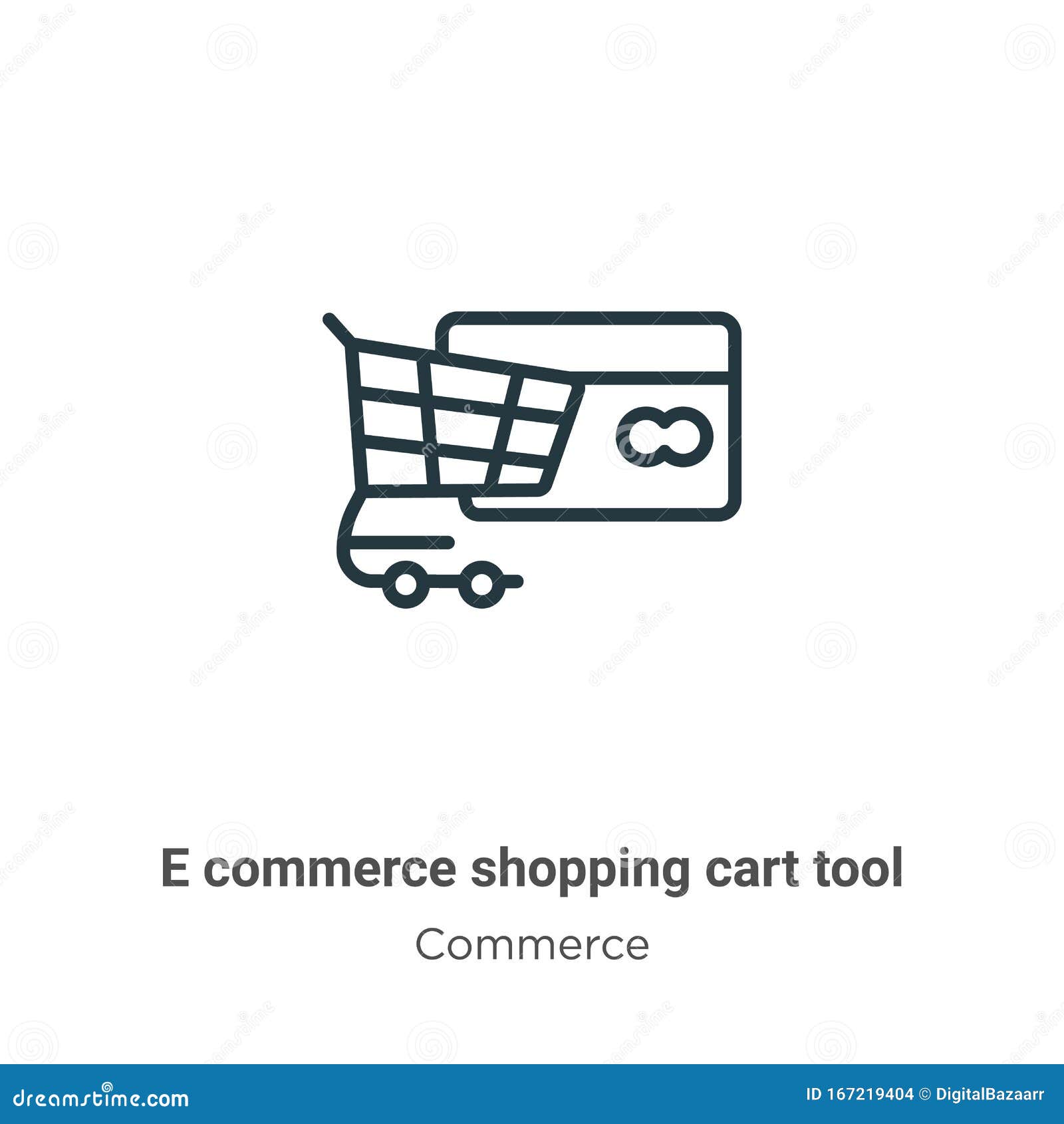 E Commerce Shopping Cart Tool Outline Vector Icon. Thin Line Black E ...