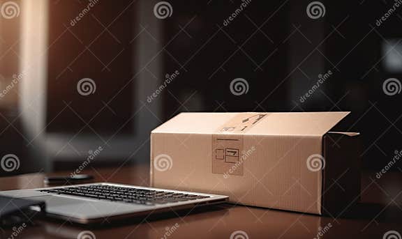 E-commerce Shopping Concept with Parcel Box on Laptop Creating Using ...