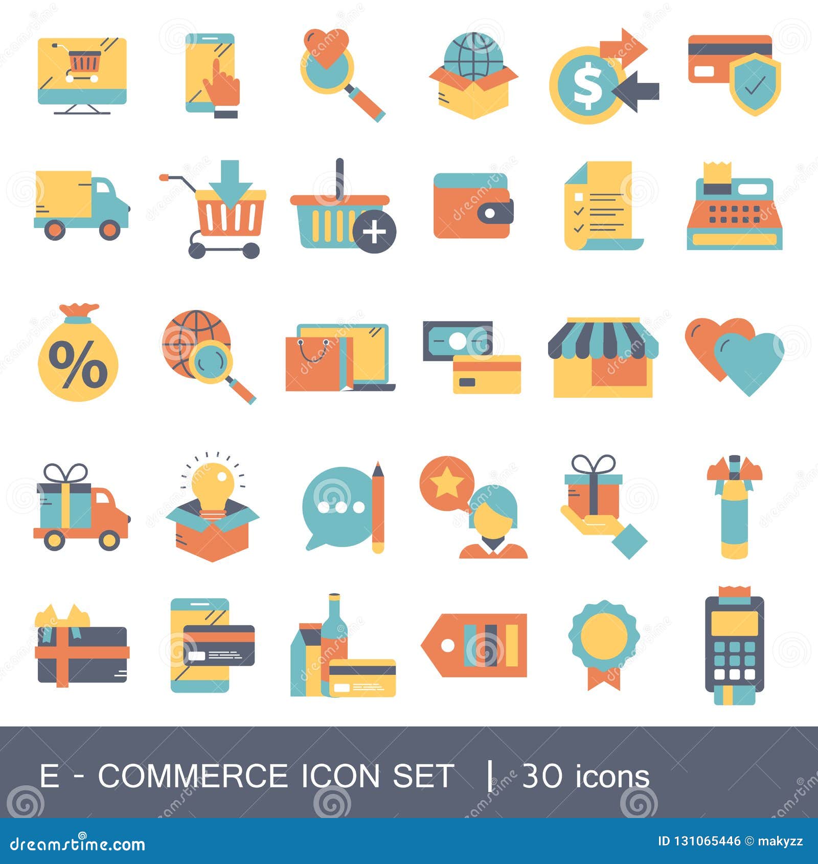 E Commerce and Shopping Icon Collection. Flat Vector Illustration Stock ...