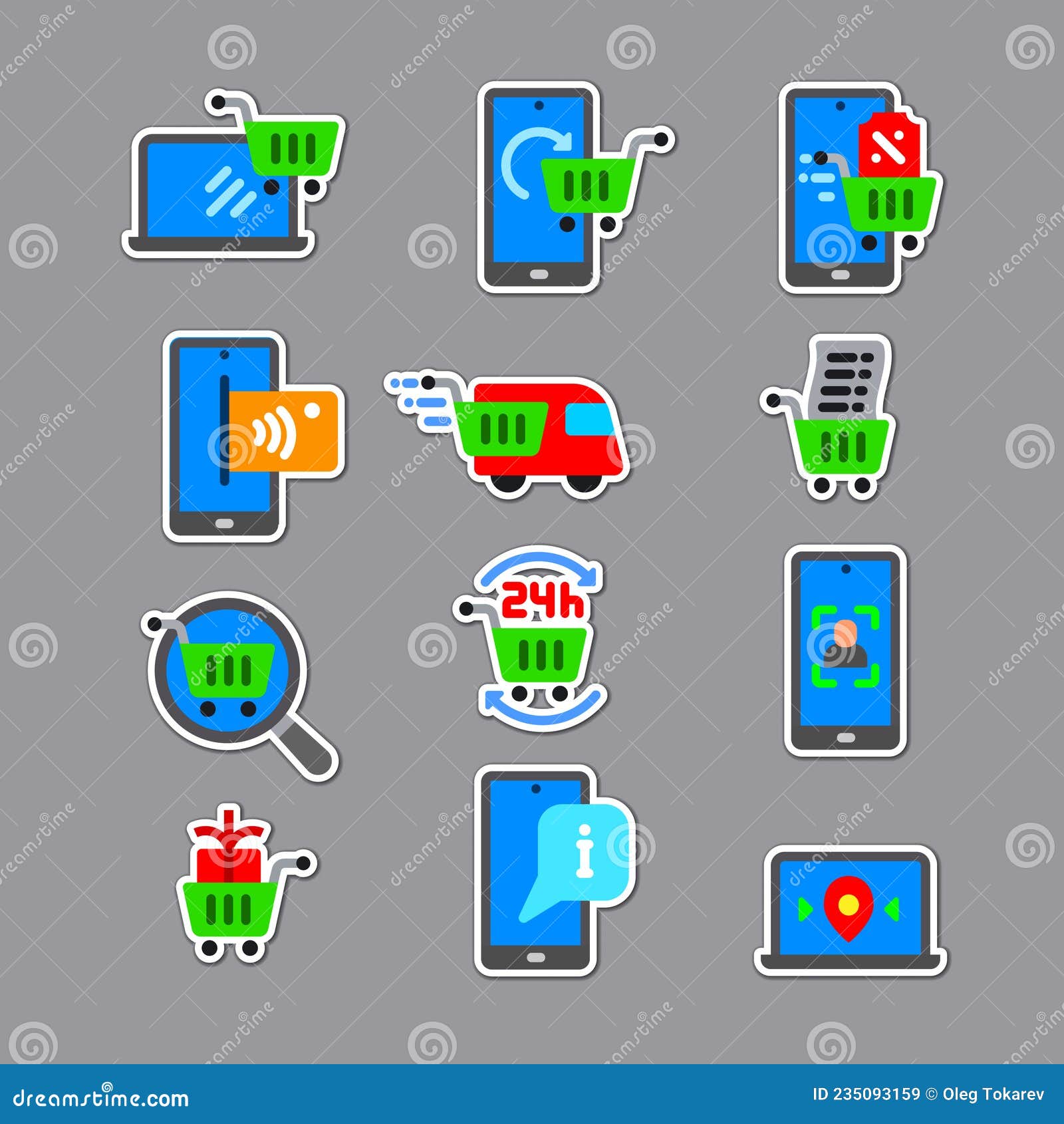 E-commerce stickers set stock illustration. Illustration of delivery ...