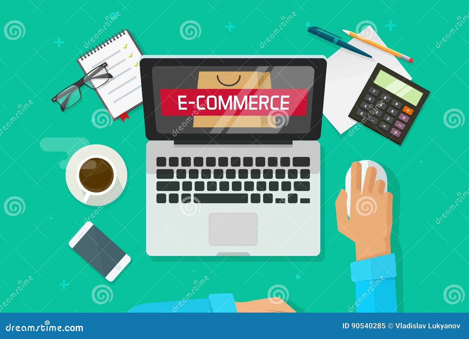 E-commerce Store on Laptop, Person Working on Computer Analyzing ...