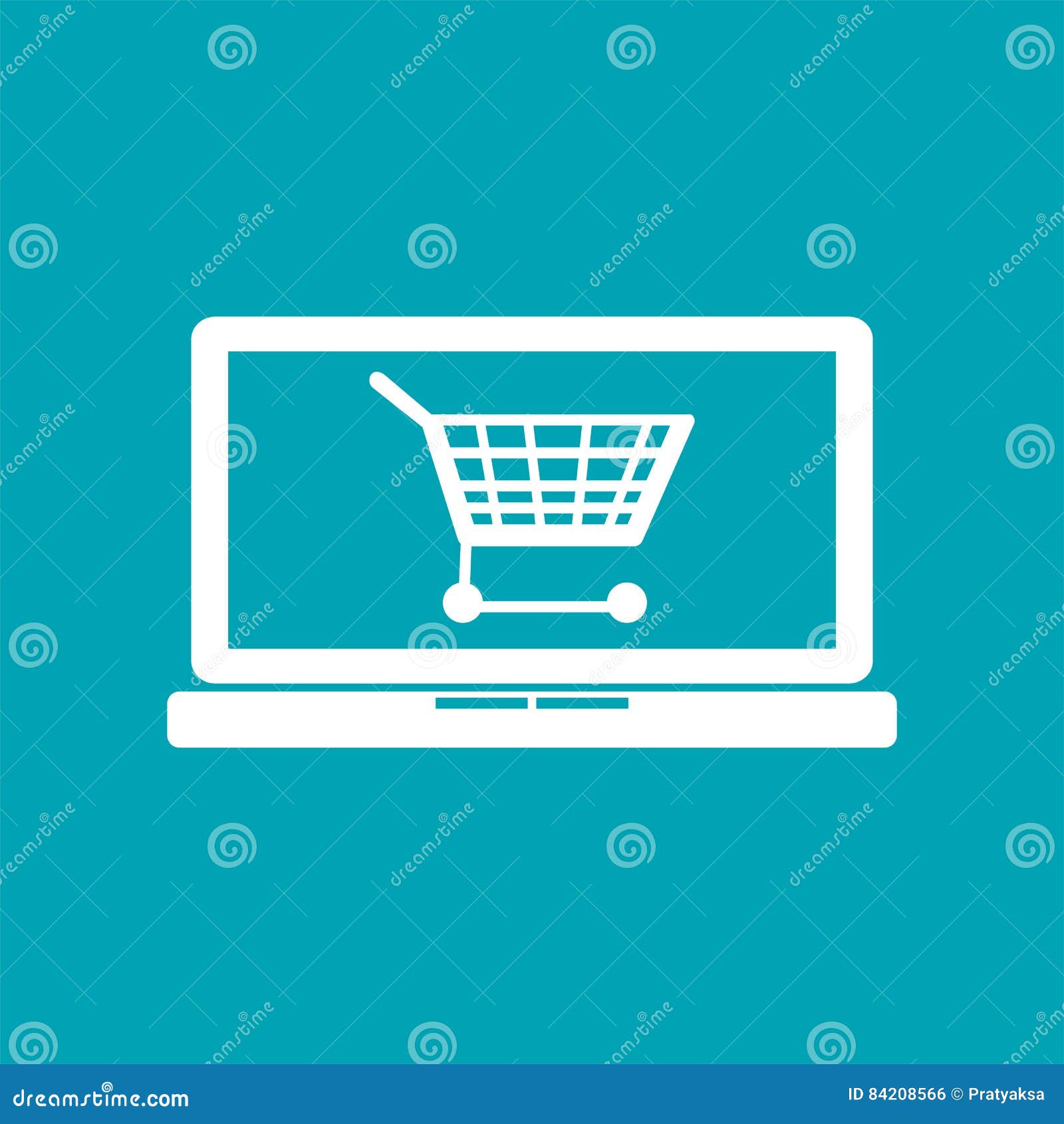 E-commerce Symbol - Shopping Cart, Two Cardboard Shipping Boxes, Laptop ...