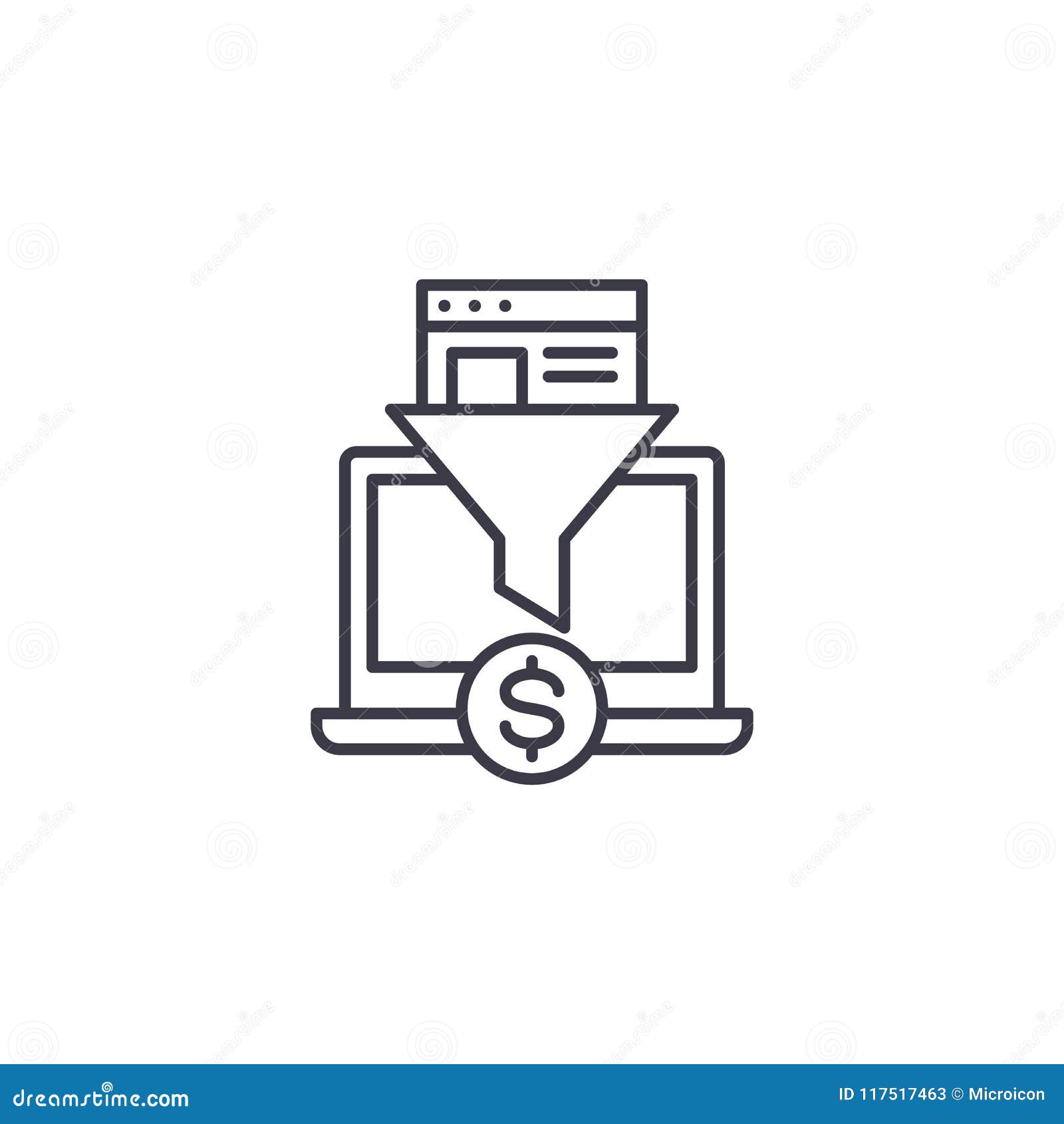 E-commerce System Linear Icon Concept. E-commerce System Line Vector ...