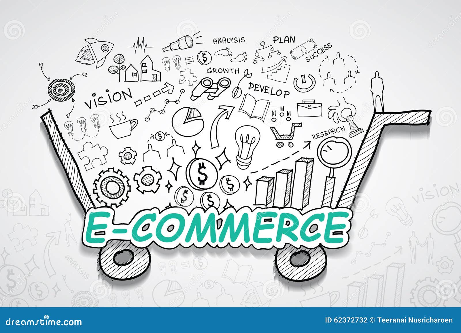 E-commerce Text, with Creative Drawing Charts and Graphs Business ...