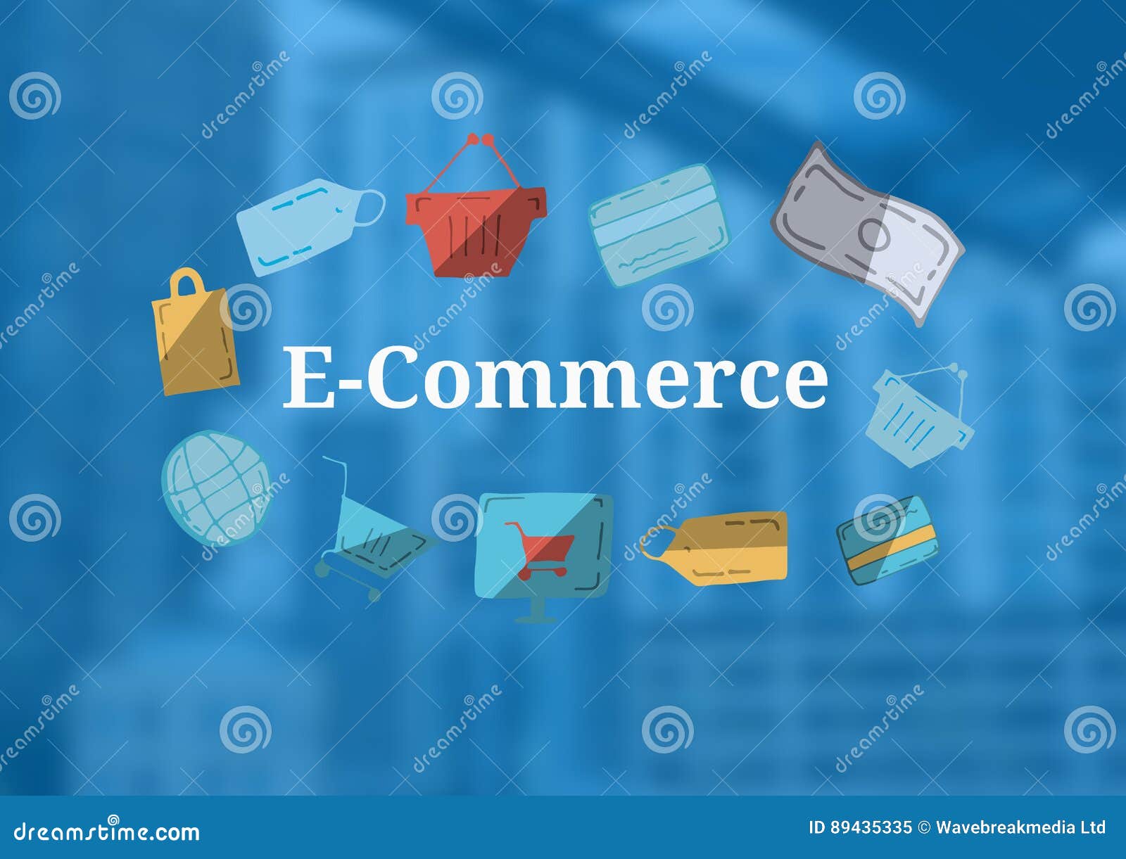E-Commerce Text with Drawings Graphics Stock Illustration ...