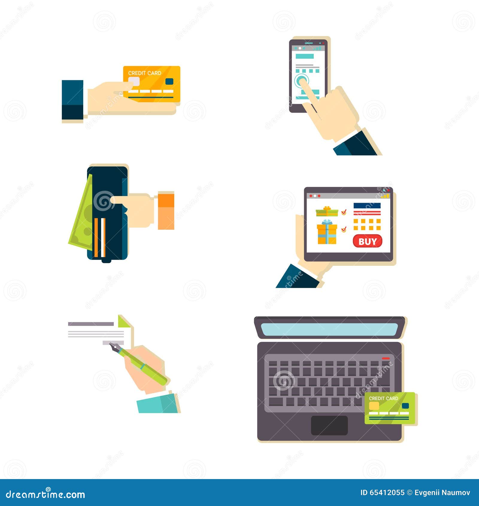 E-commerce Vector Illustration Set Stock Vector - Illustration of money, equipment: 65412055