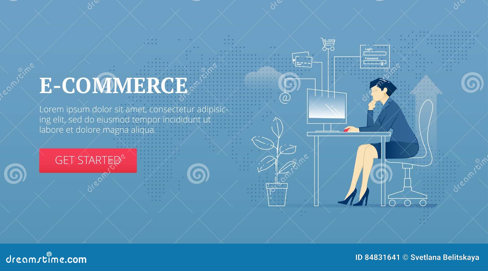 E-commerce web banner stock illustration. Illustration of people - 84831641