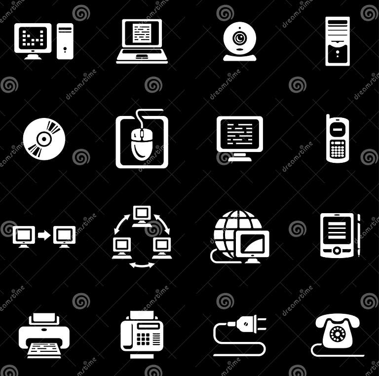 E-communications Vector Icon Set Stock Vector - Illustration of ...