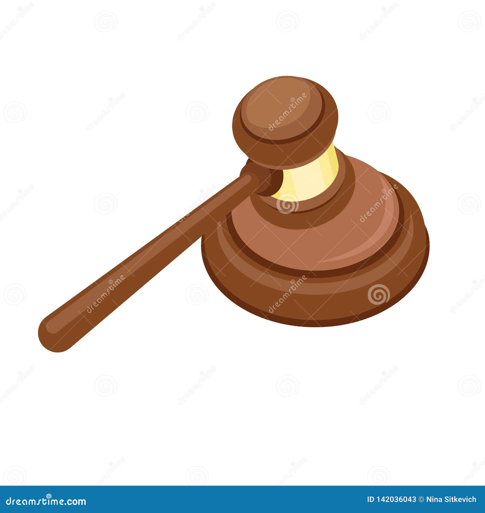 Wood Judge Hammer Icon, Flat Style Ilustração do Vetor - Ilustração de ...