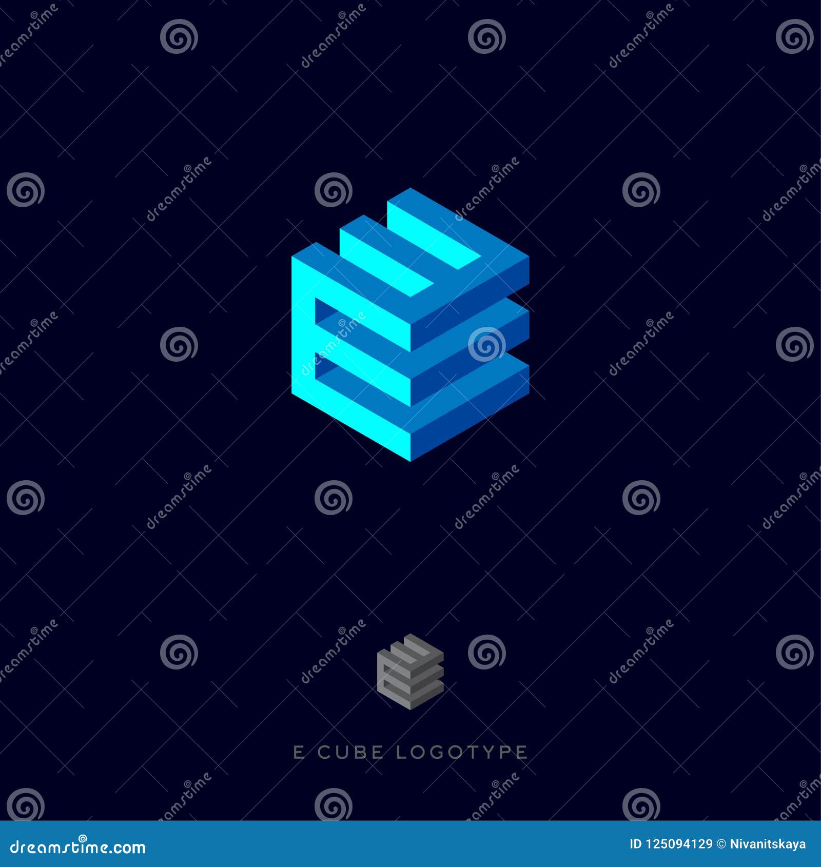 E Cube Blue Logo. Building Logo. 3D Monogram. Stock Vector ...