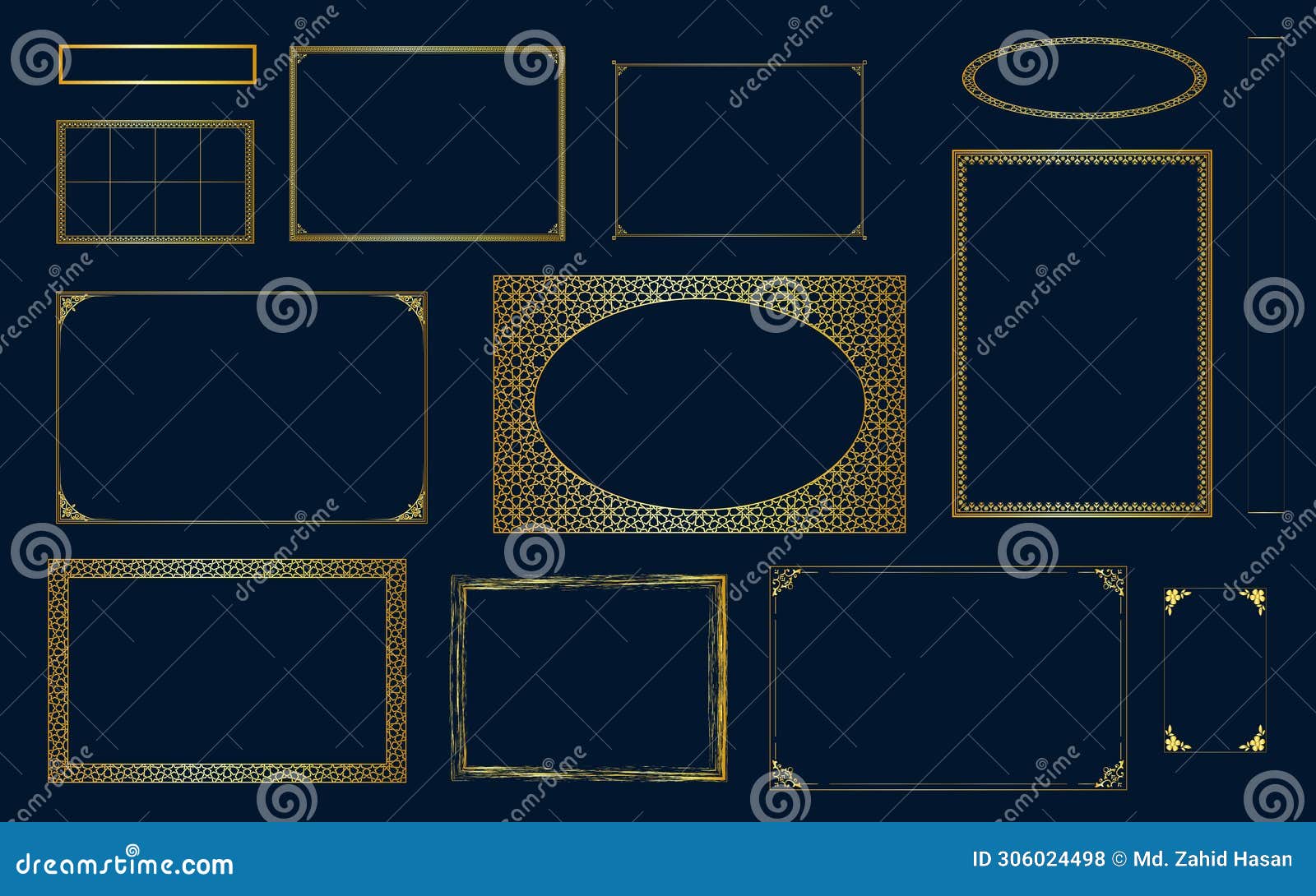 Decorative Frames and Borders Set Golden Luxurious Ornate Decor Ornamental Decorative Elements ...