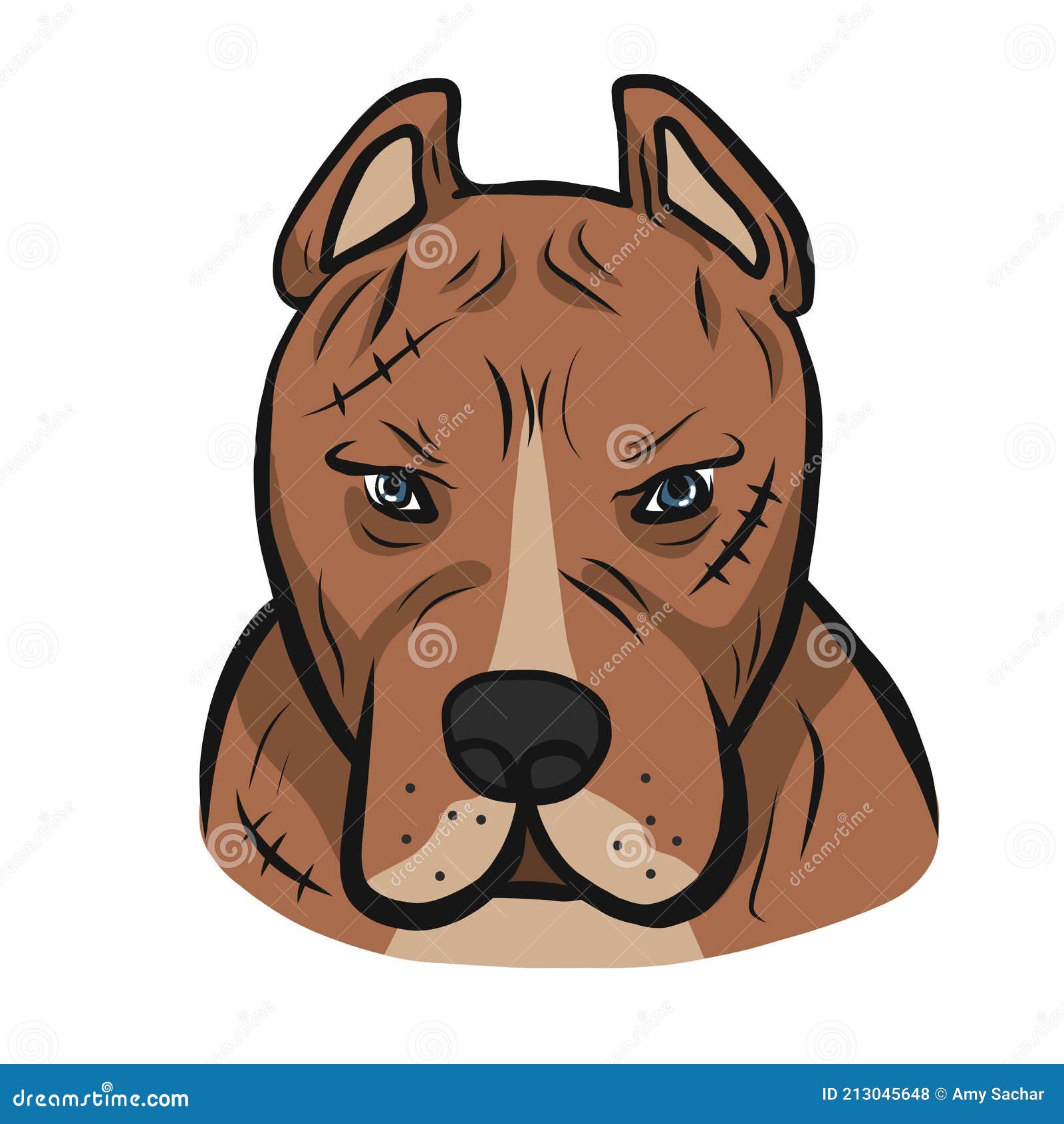 American Pit-bull Dog Face Cartoon Vector Stock Vector - Illustration ...