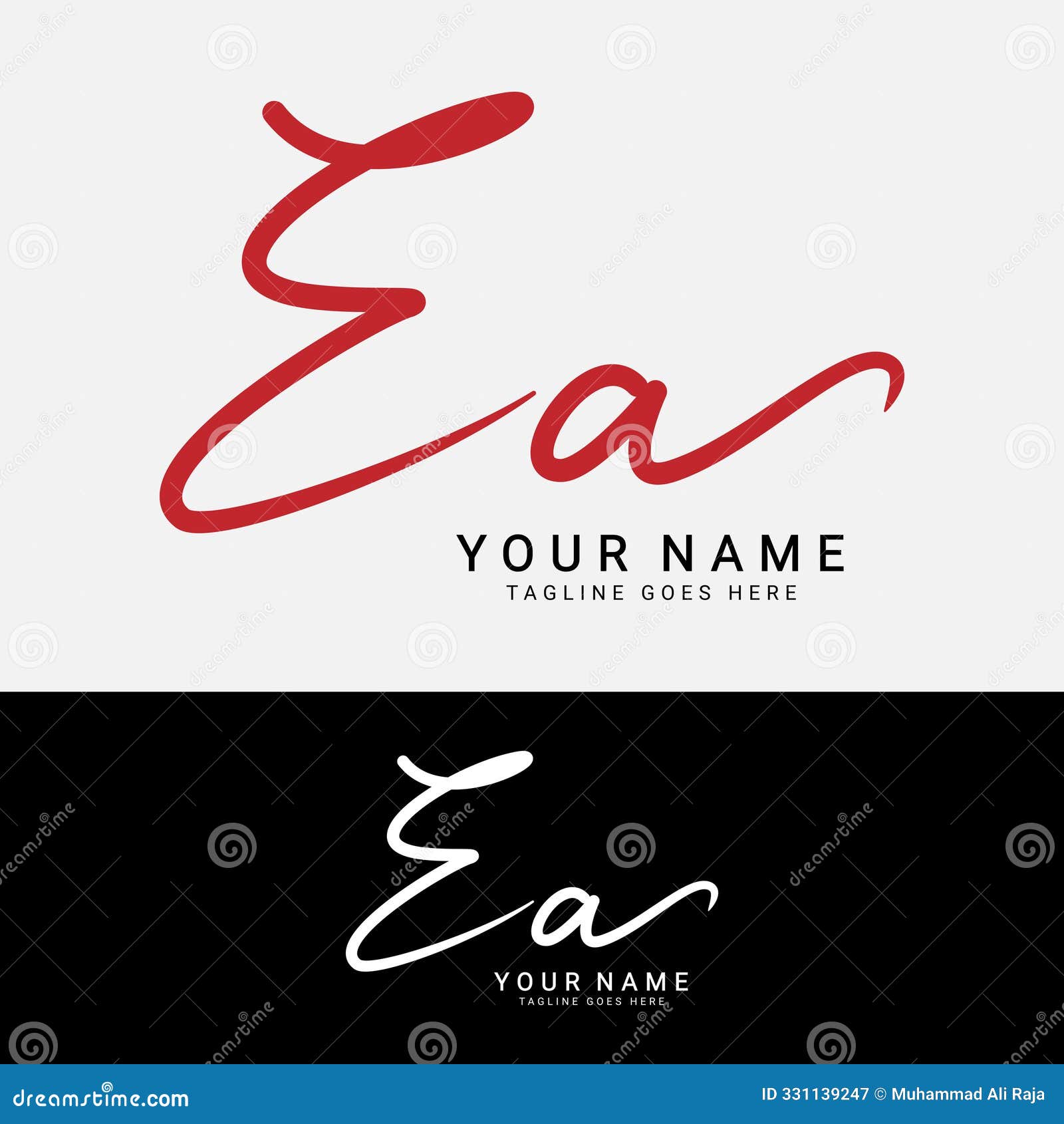 E, A, EA Initial Letter Logo. Alphabet EA Handwritten Signature Logo ...