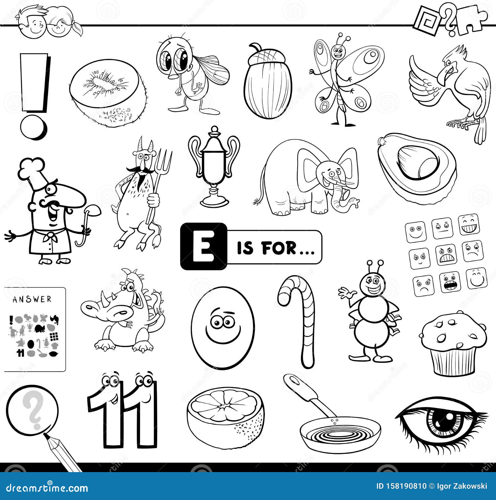 E is for Educational Task Coloring Book Stock Vector - Illustration of ...