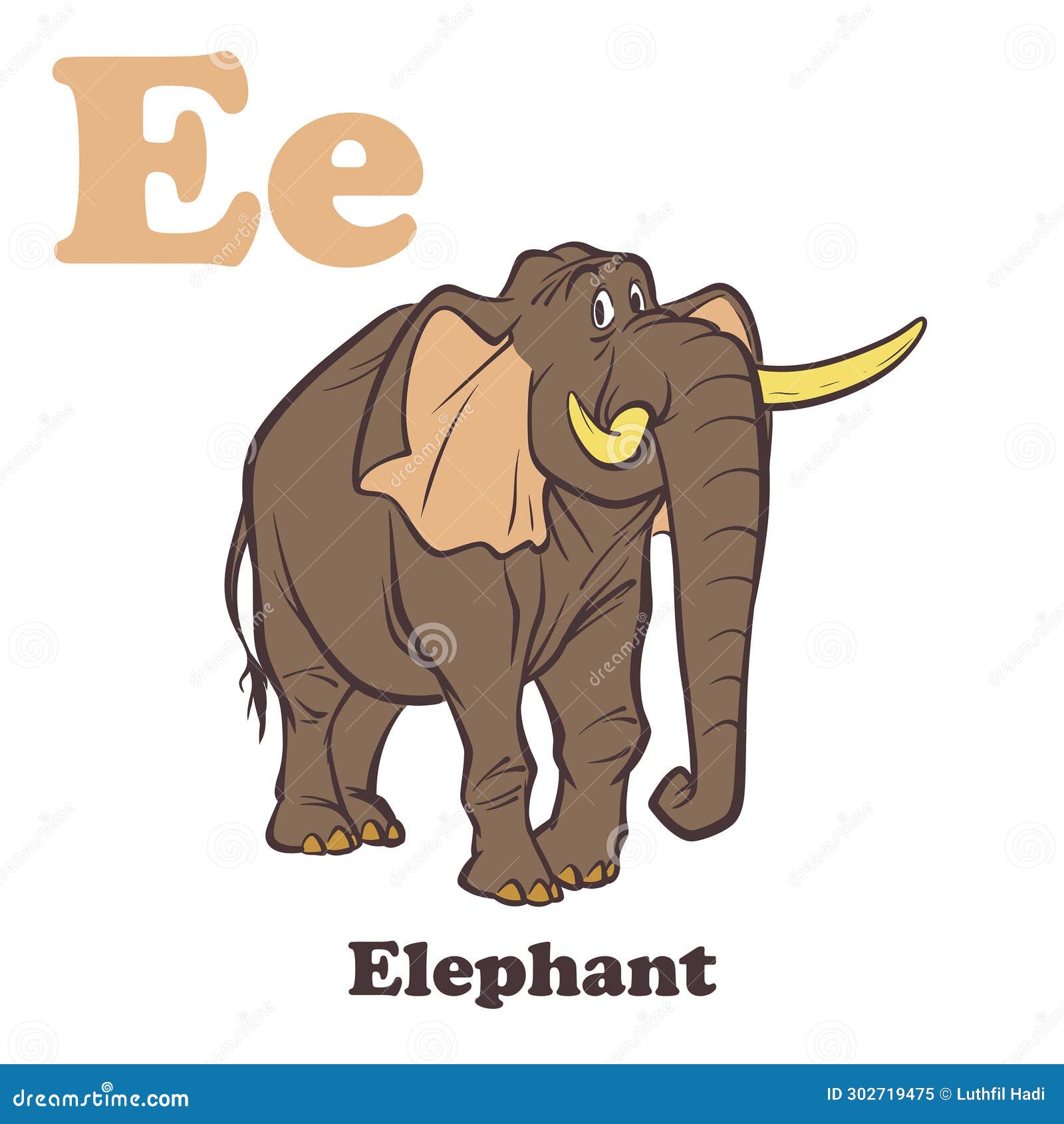 E for Elephant stock vector. Illustration of character - 302719475